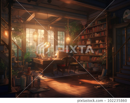 Classic bookshelf watercolor animation... - Stock Illustration ...