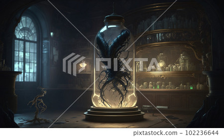 Creature Lab/Sci-Fi Space Anime Background - Stock Illustration ...