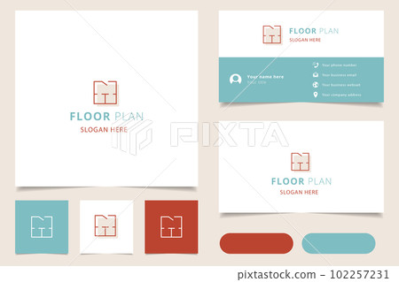 Floor plan logo design with editable slogan.... - Stock Illustration ...