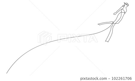 Single continuous line drawing of scuba diver.... - Stock Illustration ...
