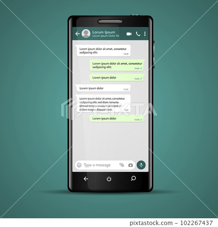 Modern vector mobile phone illustration with...-插圖素材 [102267437] - PIXTA圖庫