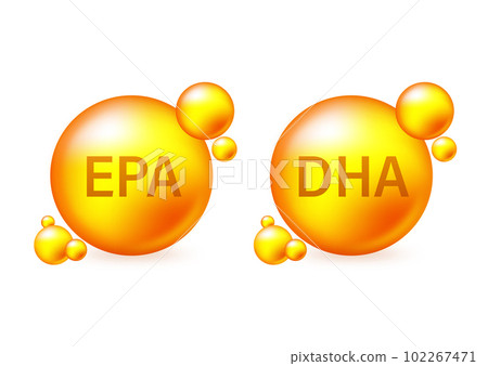 EPA, DHA Vector Drops Set. Chemical formula... - Stock Illustration ...