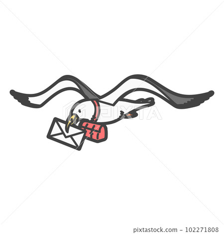 Illustration of a seagull carrying a mail... - Stock Illustration ...