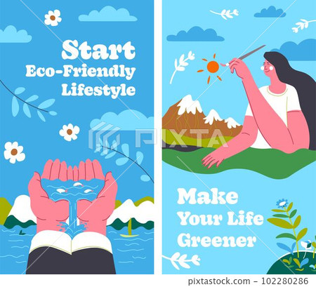 Start eco friendly lifestyle, make life greener - Stock Illustration ...