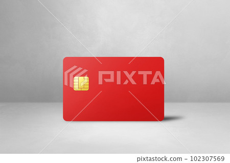 Red credit card on a white concrete background - Stock Illustration ...