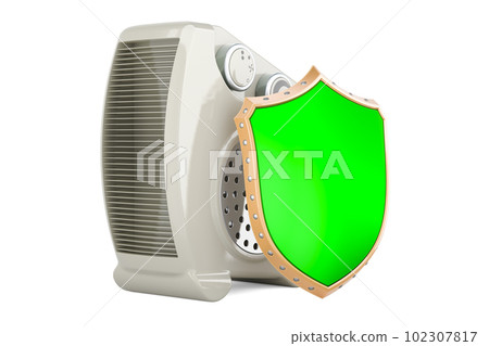 Fan heater with shield. 3D rendering - Stock Illustration [102307817 ...