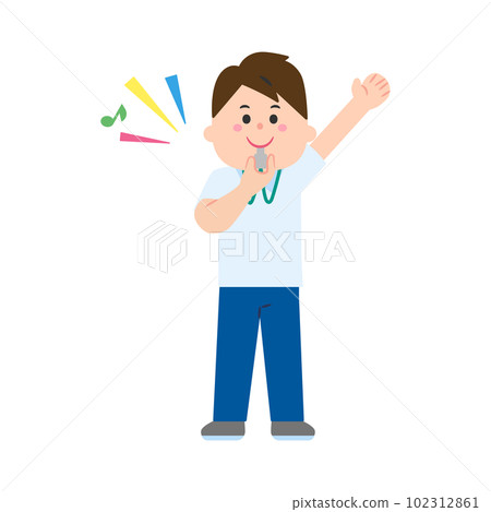 Man blowing whistle - Stock Illustration [102312861] - PIXTA