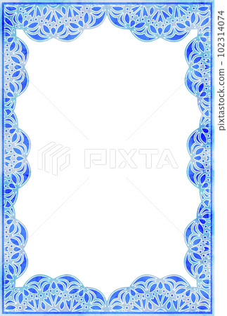 Cute lace pattern photo frame blue - Stock Illustration [102314074] - PIXTA