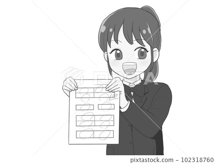 A high school girl who gets a perfect score on... - Stock Illustration ...