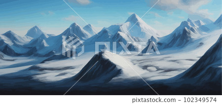 Stunning snow-capped mountains, Mountain...-插圖素材 [102349574] - PIXTA圖庫