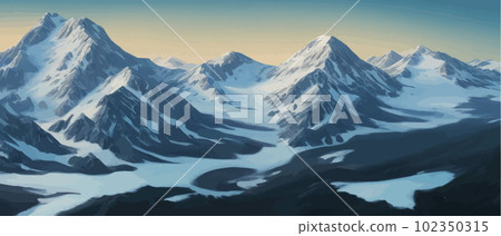 Stunning snow-capped mountains, Mountain... - Stock Illustration ...