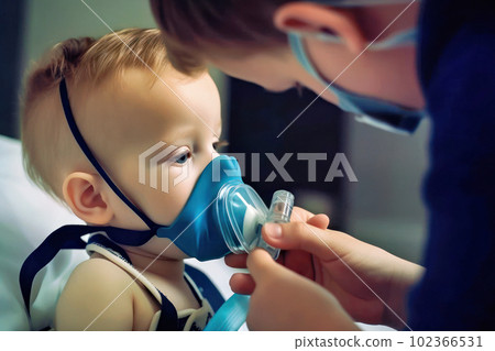 Child put on respirator in hospital - Stock Illustration [102366531 ...