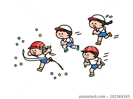 Sports day competition relay goal scene - Stock Illustration [102369165 ...