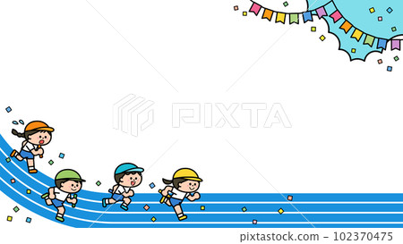Illustration frame Sports day Children running... - Stock Illustration ...