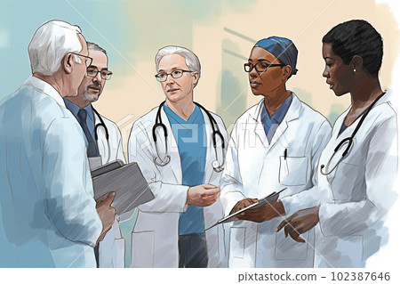 Illustration of a group of doctors working... - Stock Illustration ...