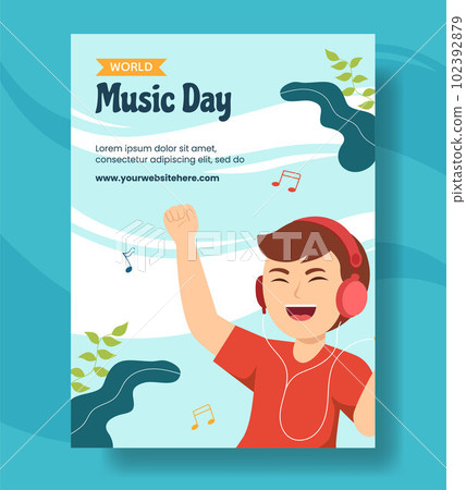 World Music Day Vertical Poster Flat Cartoon... - Stock Illustration ...