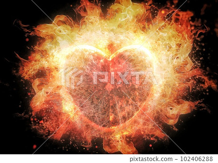 3d illustration of fire flames burning in heart... - Stock Illustration ...