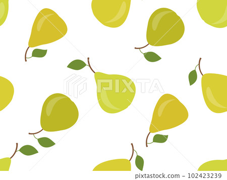 Seamless pattern with green pears on a white... - Stock Illustration ...