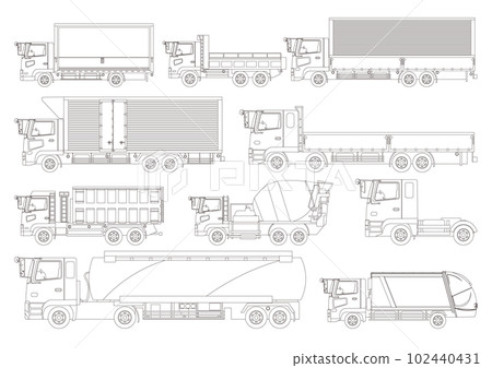 Line drawing illustration set of various types... - Stock Illustration ...