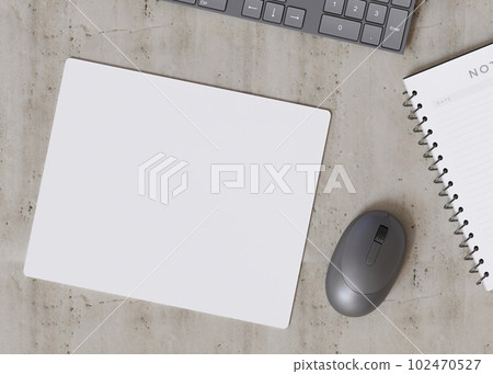 Blank and white computer mouse pad on the desk... - Stock Illustration ...
