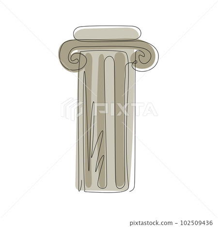 Continuous one line drawing ancient roman and... - Stock Illustration ...