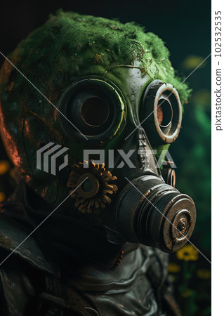 Portrait of alien humanoid in gas mask.... - Stock Illustration ...