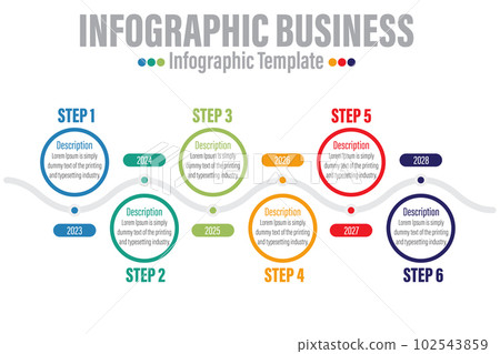 6 Steps 6 option 6 Year Modern Timeline diagram...-插圖素材 [102543859 ...