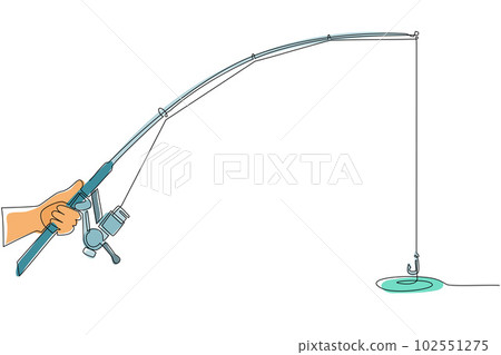 Continuous one line drawing fisherman hand... - Stock Illustration ...