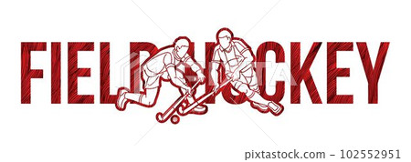 Field Hockey Font Text Design with Sport Player... - Stock Illustration ...