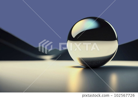 Shiny reflective silver metal perfect sphere on... - Stock Illustration ...