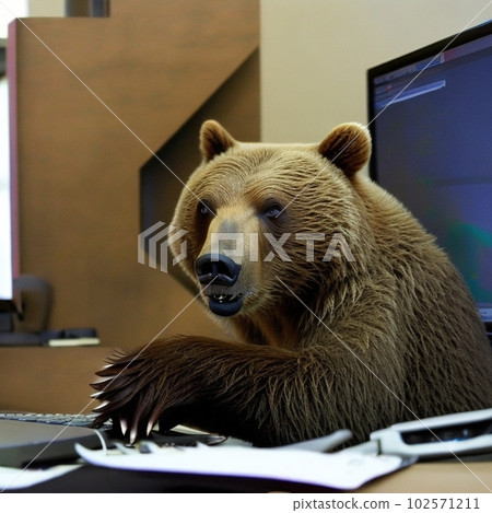 bear working on a computer - Stock Illustration [102571211] - PIXTA