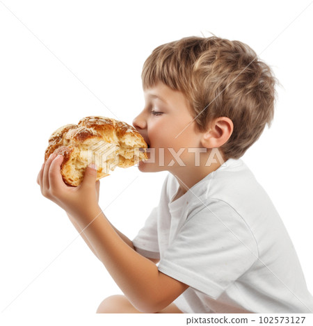 boy eating bread - Stock Illustration [102573127] - PIXTA