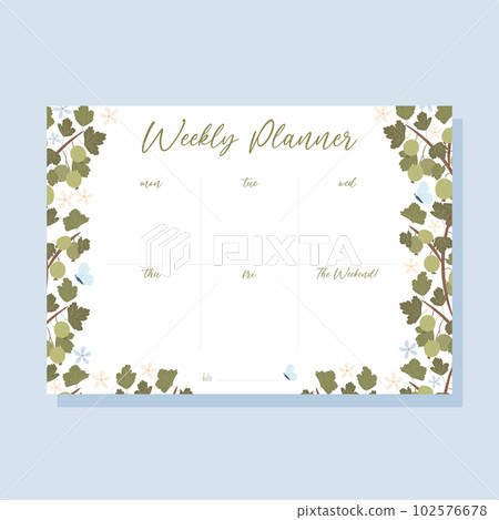 Printable weekly planner concept with green... - Stock Illustration ...