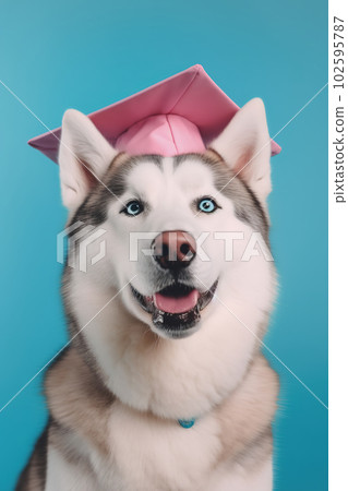 Dog in graduation cap and gown. Realistic... - Stock Illustration ...