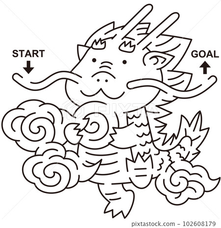 Dragon maze monochrome - Stock Illustration [102608179] - PIXTA