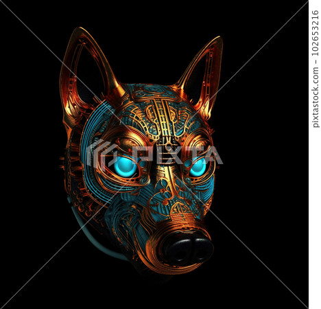 Image of cyberpunk dog mask with colorful... - Stock Illustration ...