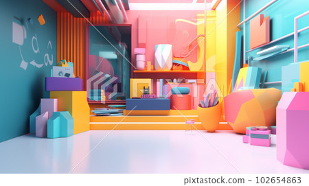 abstract style colorful shop in trending color... - Stock Illustration ...