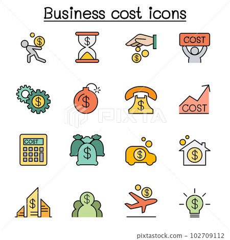 Business cost color line icon set - Stock Illustration [102709112] - PIXTA