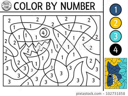 Vector pirate color by number activity with... - Stock Illustration ...