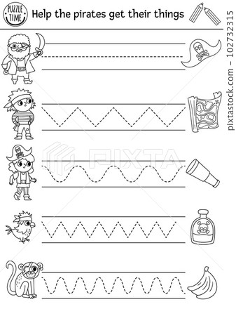 Vector pirate handwriting practice worksheet.... - Stock Illustration ...