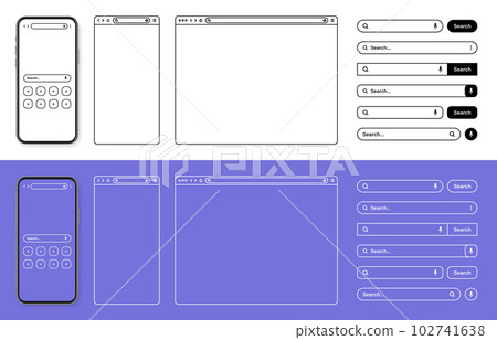 Smartphone, web browser, internet page window...-插圖素材 [102741638] - PIXTA圖庫