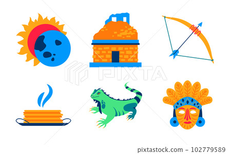 Mayan life items - flat design style... - Stock Illustration [102779589 ...