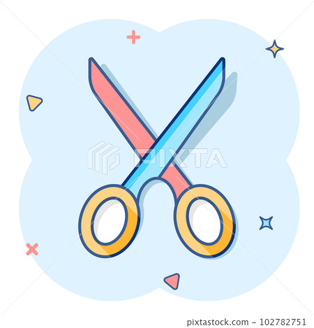 Vector cartoon scissors icon in comic style.... - Stock Illustration ...