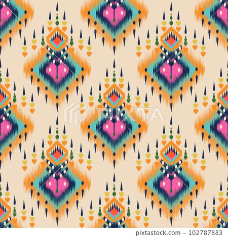 Ethnic pattern ikat seamless. Tribal African...-插圖素材 [102787883] - PIXTA圖庫