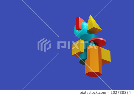 Colorful geometric shapes, 3d illustration, 3d... - Stock Illustration ...