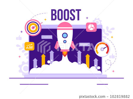 Business Boost Vector Illustration with Digital... - Stock Illustration ...