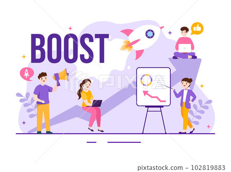 Business Boost Vector Illustration with Digital... - Stock Illustration ...