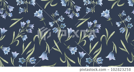 Watercolor Seamless Bluebell Flower Pattern....-插圖素材 [102823258] - PIXTA圖庫
