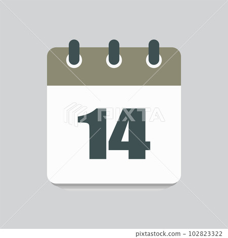 Vector icon calendar day number 14, 14th day month - Stock Illustration ...