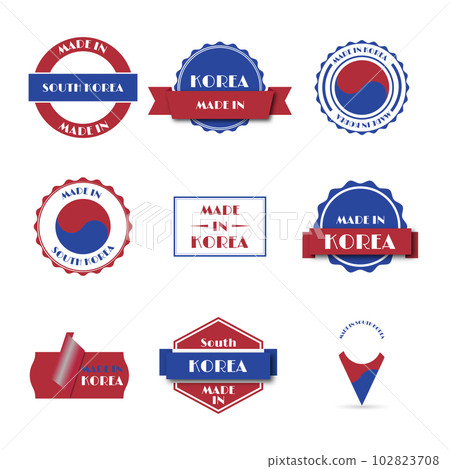 Made in South Korea label set, vector... - Stock Illustration ...